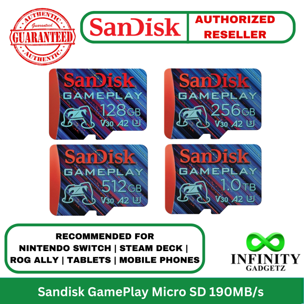 SanDisk GamePlay Micro SD A2 190MB/s Class 10 Micro SDXC for Mobile Gaming & Handheld Console ...