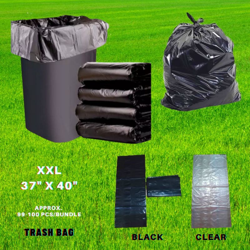 XXL/XXXL 100 pcs Black/Clear Trash Bag Plastic Garbage Bags | Shopee ...