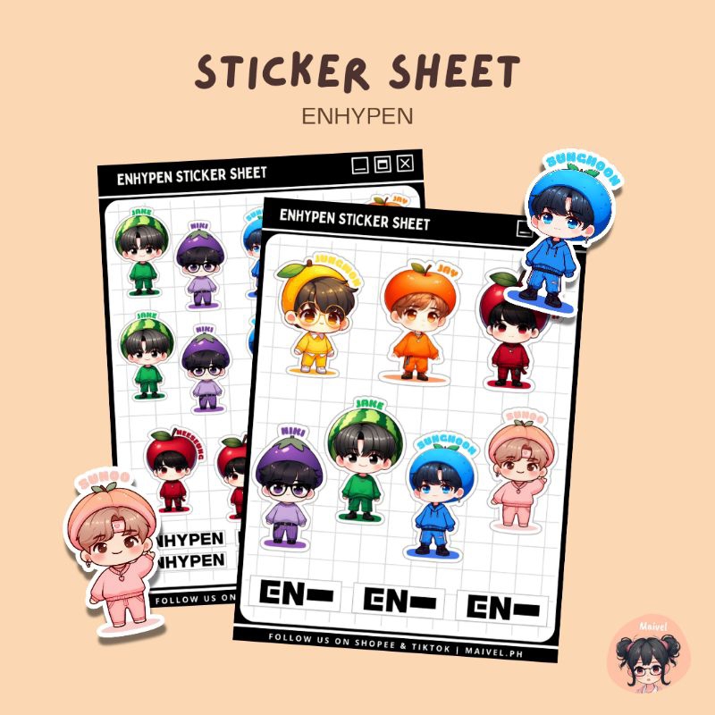 Enhypen Chibi Sticker Sheet perfect for Journals, Notebook and more ...