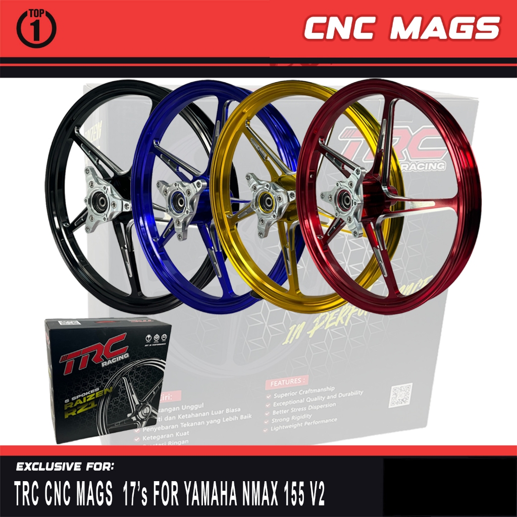 Top1 Motors Racing CNC Mags Raizen 5 Spokes (1.6 F x 1.6 R x 17) for ...