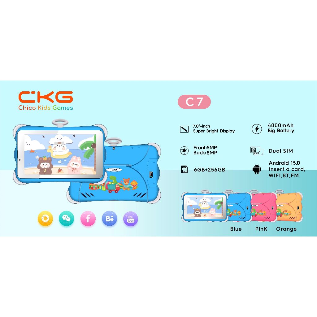 Chico Kids Games tablet C7 7 inch 6GB+256GB Android tablet wifi Dual ...