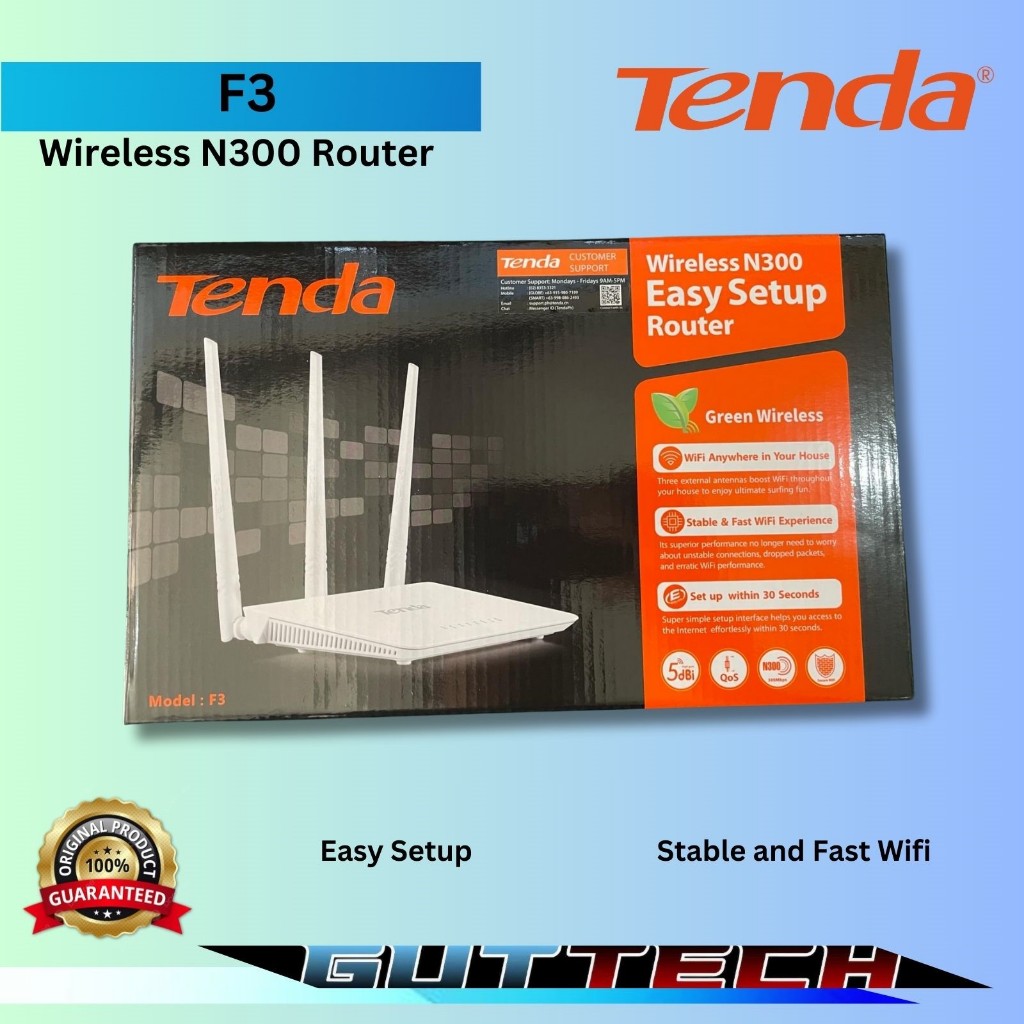 Tenda F3 Wireless N300 Easy Setup Wi-Fi Router | Access Point | Range ...