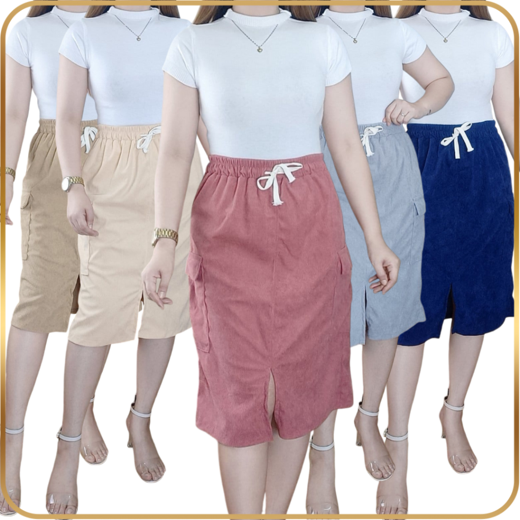 [CC] Panlakad Highwaist Palda Skirt for Woman | Self-Tie Curduroy ...