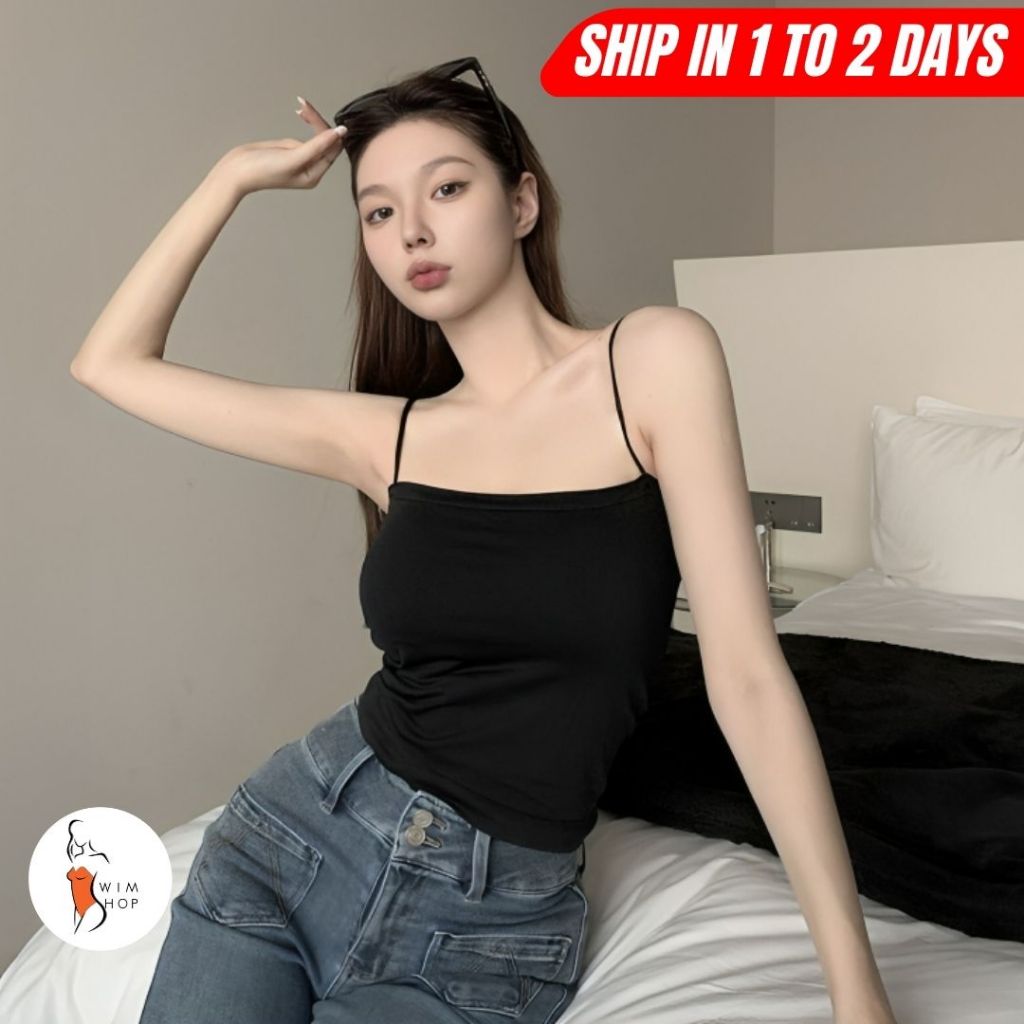 SS HETTY SPAGHETTI Double Lining Korean ITY Top for Women | Shopee ...