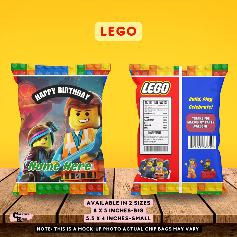LEGO Marvels Theme Chip Bags for Party Loot bags Personalize Name ...