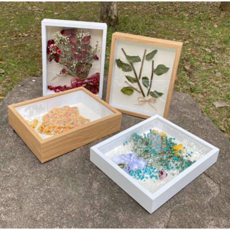 Flower Frame Shadow Box DIY Transparent Glass Wooden Shadow Box Dried ...