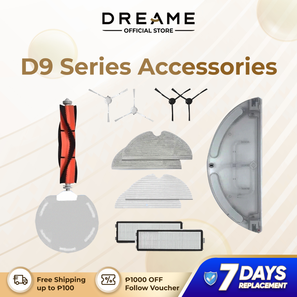 Dreame D9, D9 Pro, D9 Max Robot Vacuum Cleaner Accessories Main Brush Side Brush Mop Pad Dust ...