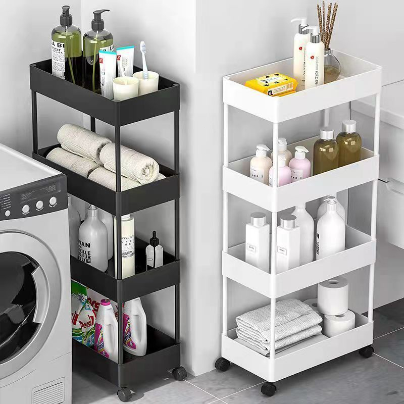 4 Layer Moving Rack Kitchen Storage Shelf Wall Cabinets Home Bedroom ...