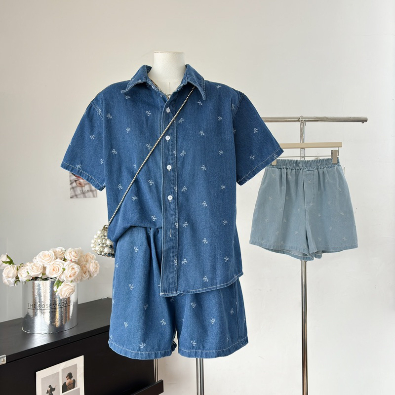 RRX Printed Ribbon Denim Terno Short #7591 | Shopee Philippines