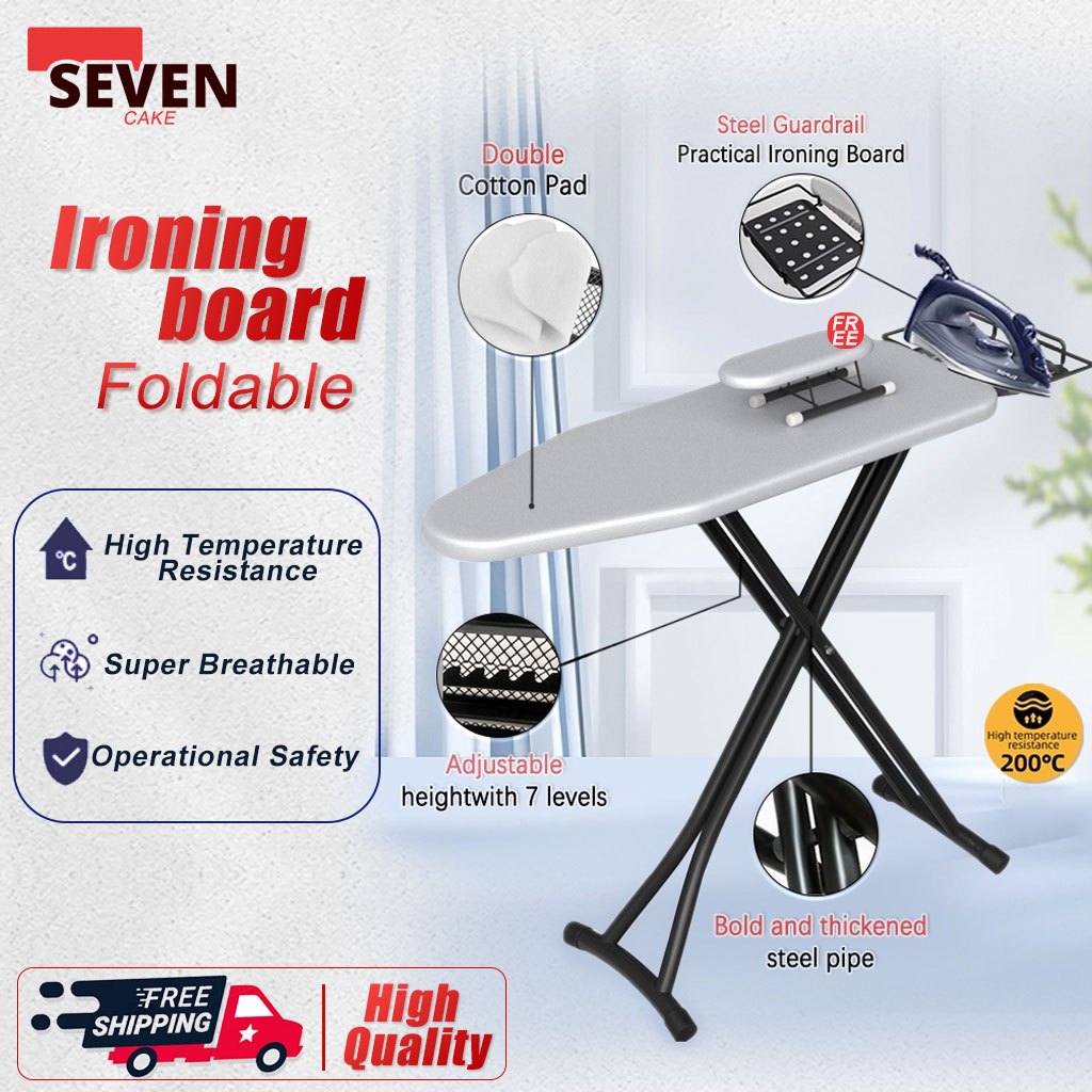 Ironing Board with Safety Iron Rest 6 Gears Height Adjustment iron ...