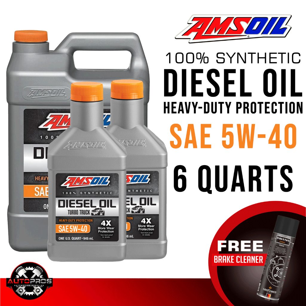 AMSOIL 5W-40 Heavy-Duty Turbo Truck 100% Synthetic Diesel Oil 6 Quarts ...