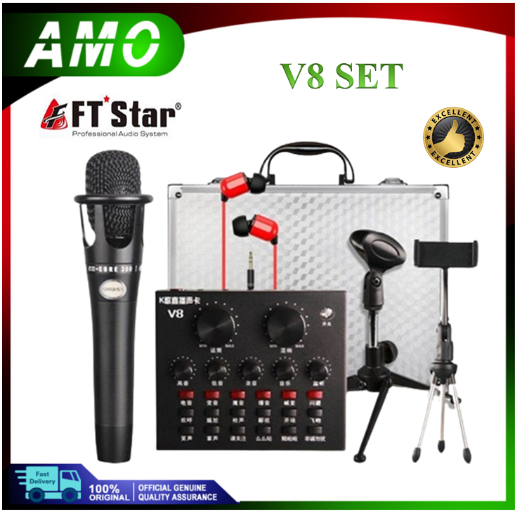 7-in-1 V8 Sound Card Studio Series Microphone Condenser Microphone ...