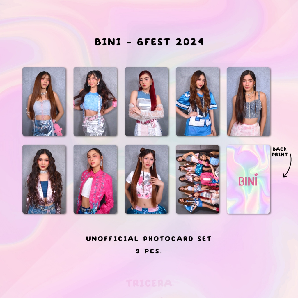 BINI Unofficial Photocard Set - Gfest 2024 - Holographic Rainbow ...