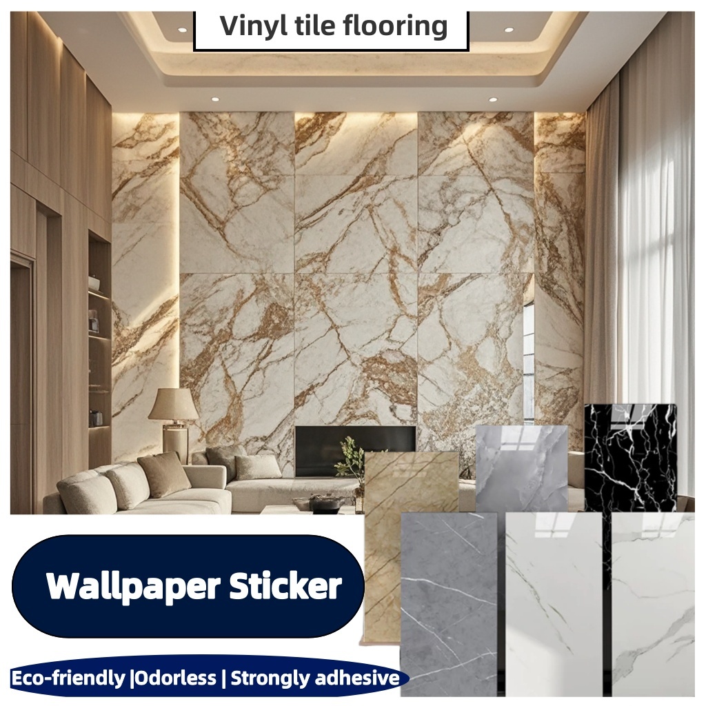 Vinyl tile wallpaper Marble Design waterproof living room vinyl self ...