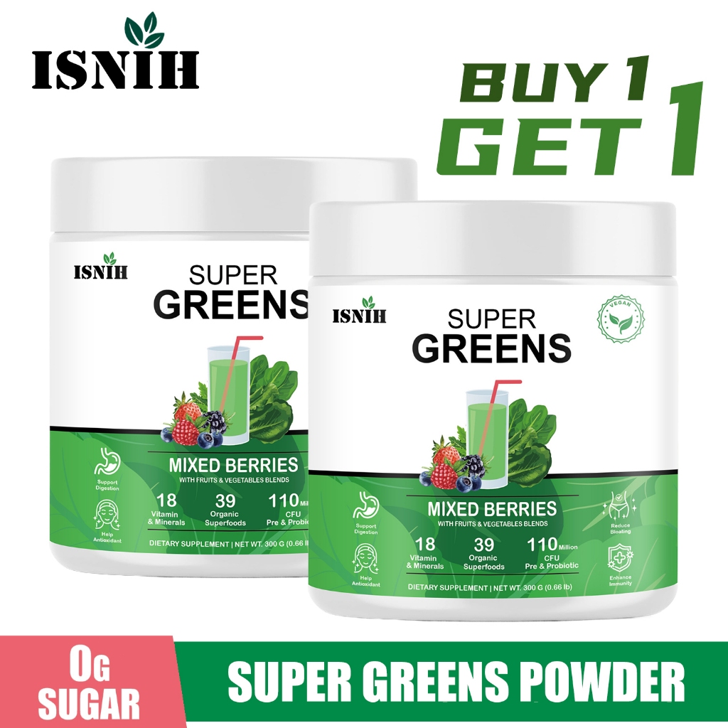 ISNIH 100% Organic Super Greens Powder Green Superfood Powder Bloating ...