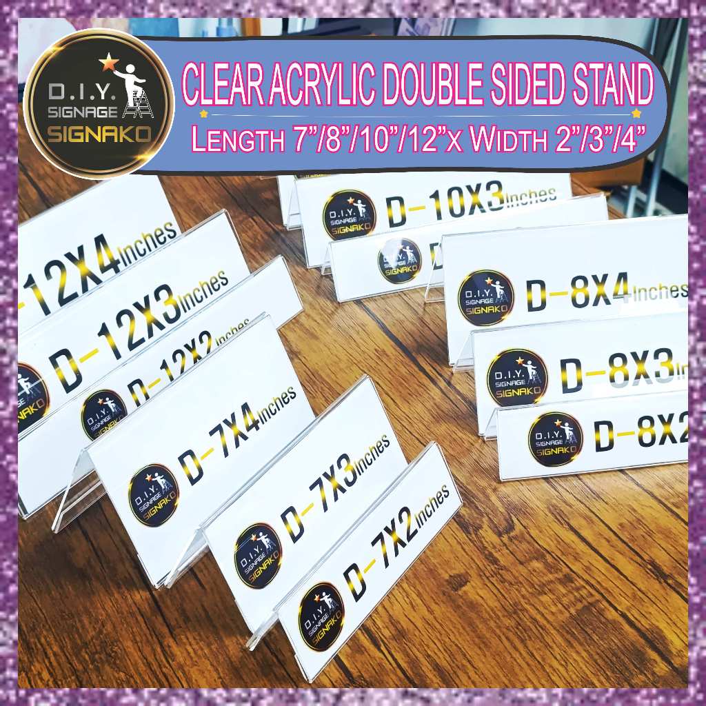 Clear Acrylic Double Sided Stand / TENT Table Name Sign Holder A type ...