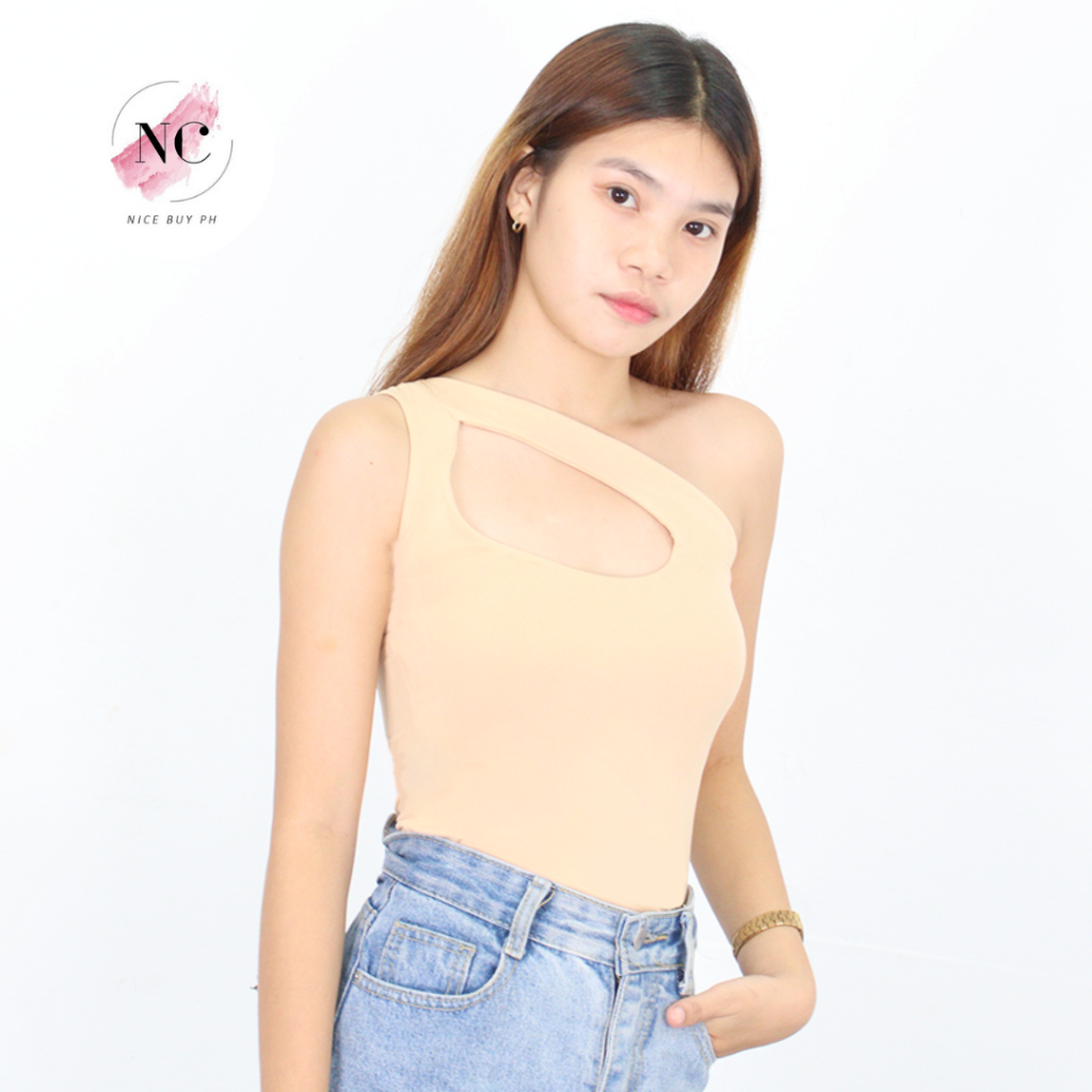 NB ZANIRA Double Lining One Side Shoulder Cutout Top for Women | Shopee ...