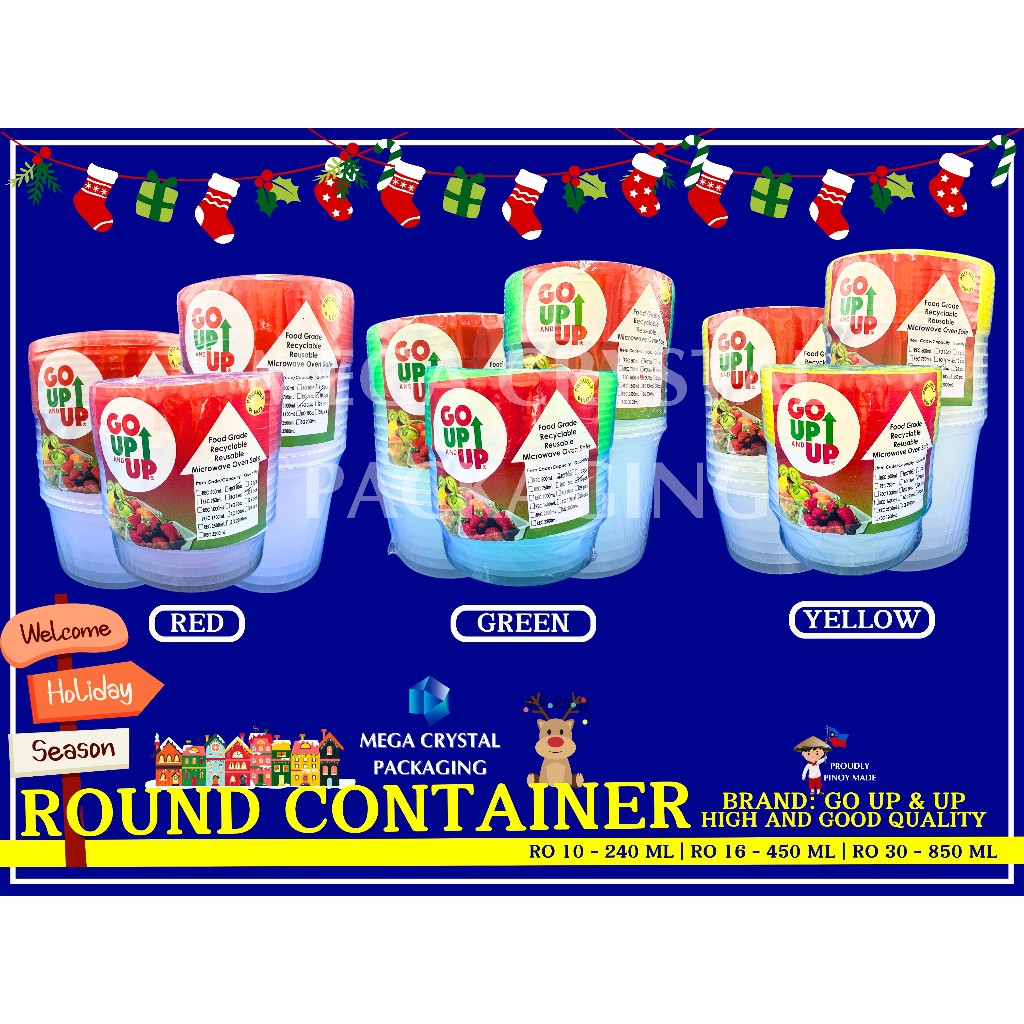 [ 10 Pc ] Microwavable Container Round RO 10 / RO 16 / RO 30 Colored ...