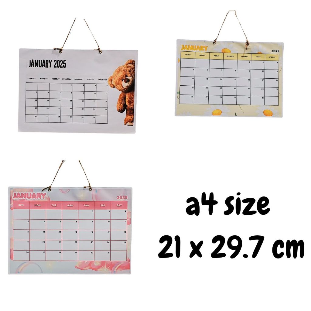 A4 size aesthetic 2025 calendar minimalist, planner date reminder wall ...