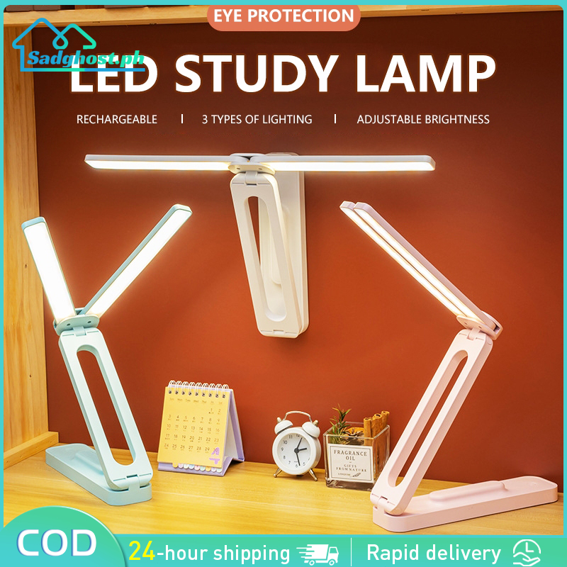 Rechargeable Desk Lamp Study Lamp Shade For Bedroom Double Head Table ...