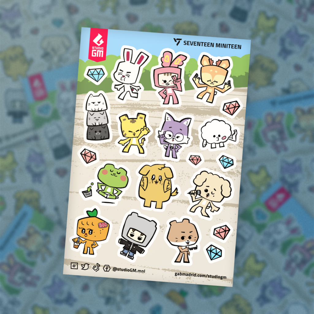 SEVENTEEN MINITEEN Character Sticker Sheet Fanart C6 Size SVT K-Pop ...