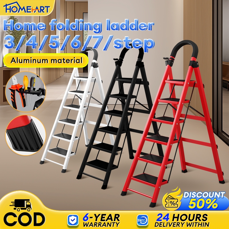 HomeArt Ladder Foldable Aluminum Heavy Duty home anti-slip portable ...