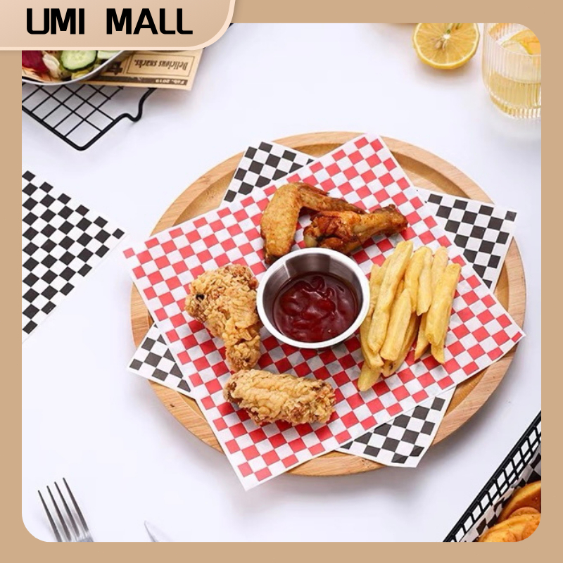100Pcs Wax Paper For Food Checkered Food Basket Wrapper Liner Fries ...