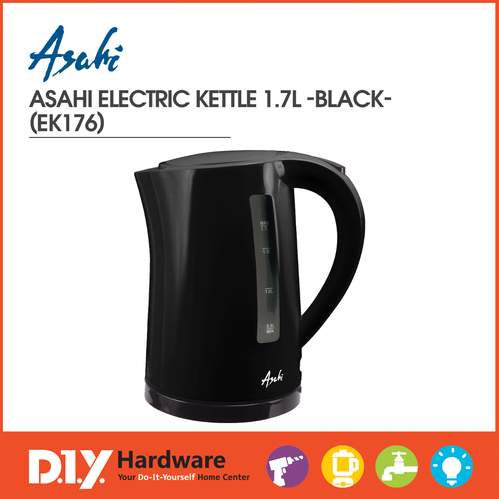 ASAHI by DIY Hardware Electric Kettle 1.7L (BLACK) - EK176 | Shopee ...