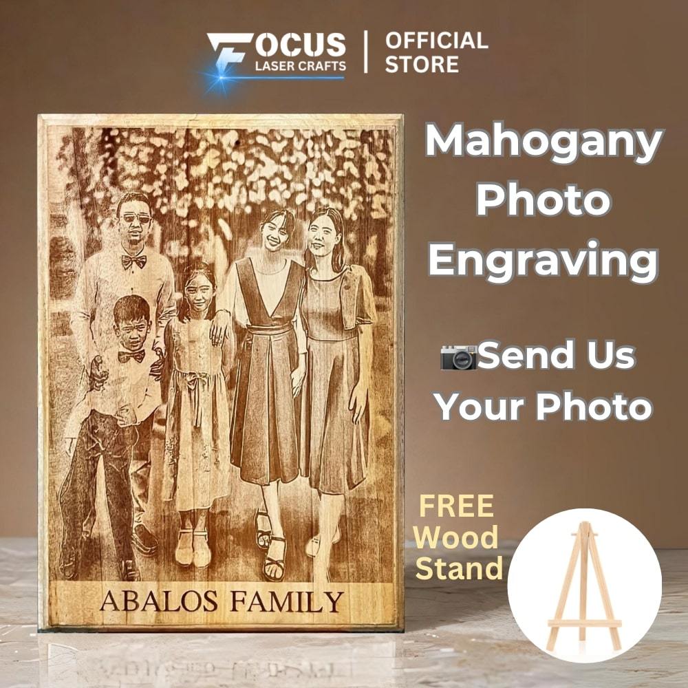 FOCUS Personalized Mahogany Wood Laser Photo Engraving Gift ...