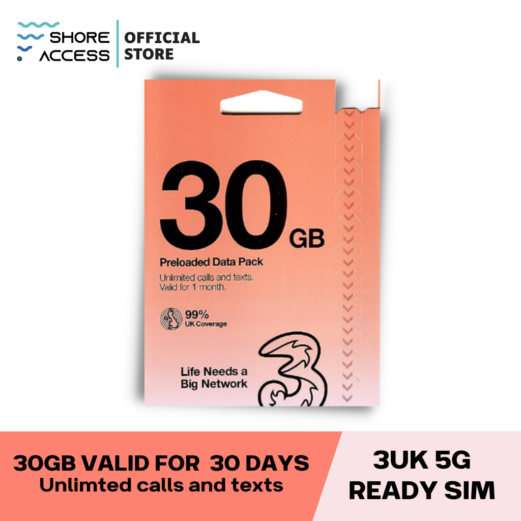 3UK £15 (30GB) 3UK Supercharged SIM card | Shopee Philippines