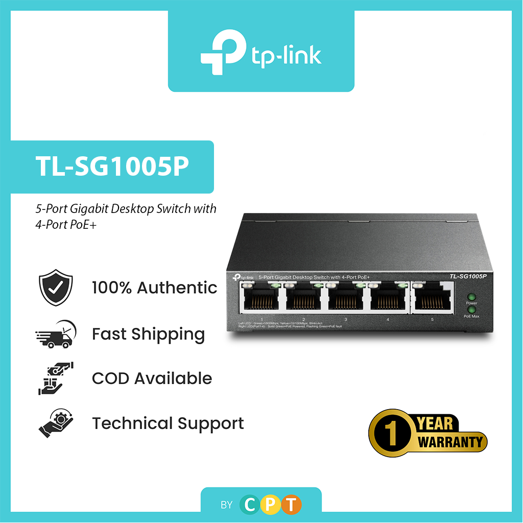 Tp-Link TL-SG1005P 5-Port Gigabit Desktop Switch with 4-Port PoE | Shopee Philippines