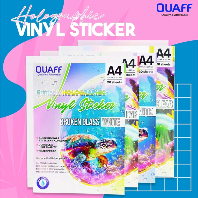 QUAFF Printable Hologram Vinyl Inkjet Sticker White A4 Size | Shopee ...