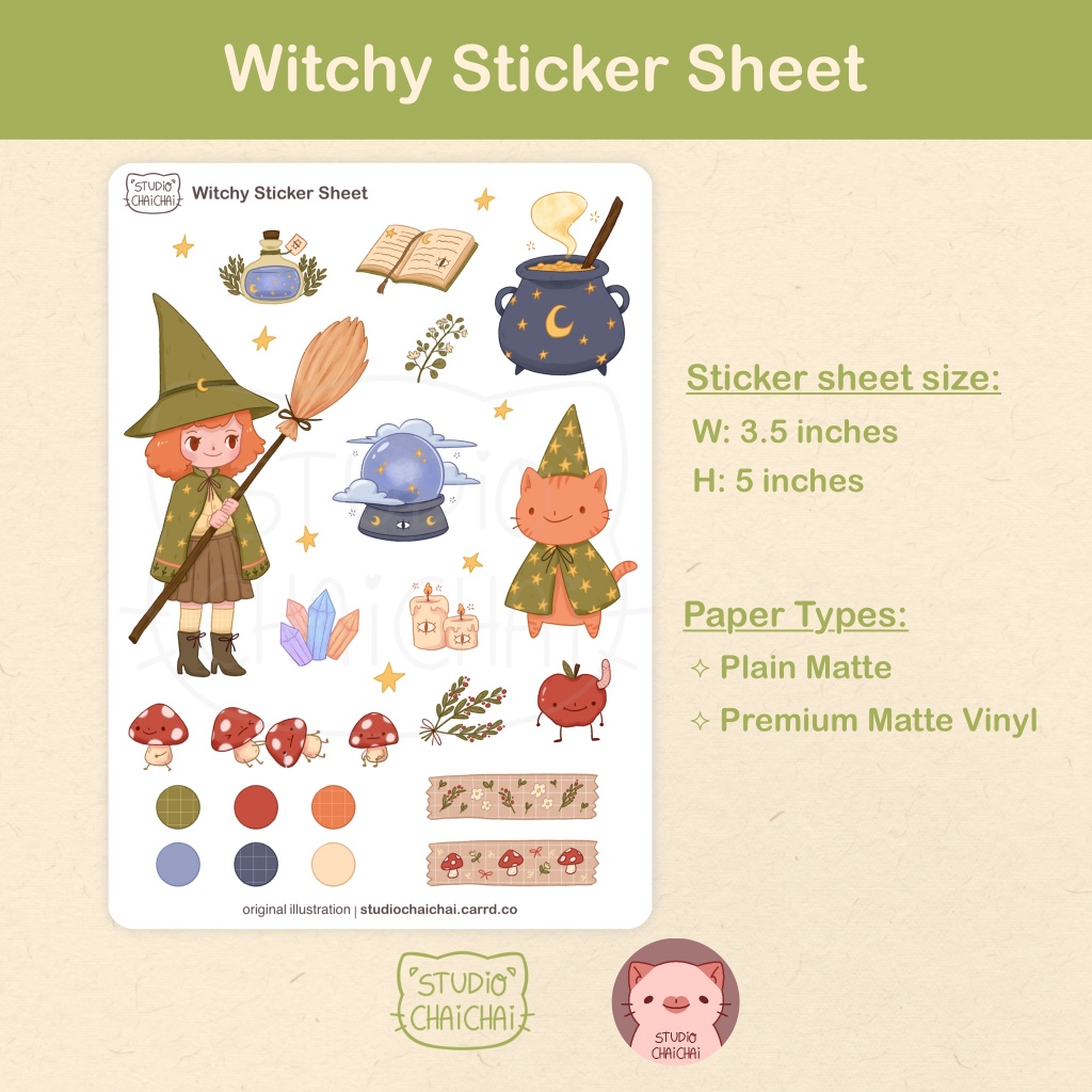 Witchy Sticker Sheet | StudioChaichai | Cute Planner Stickers, Journal ...