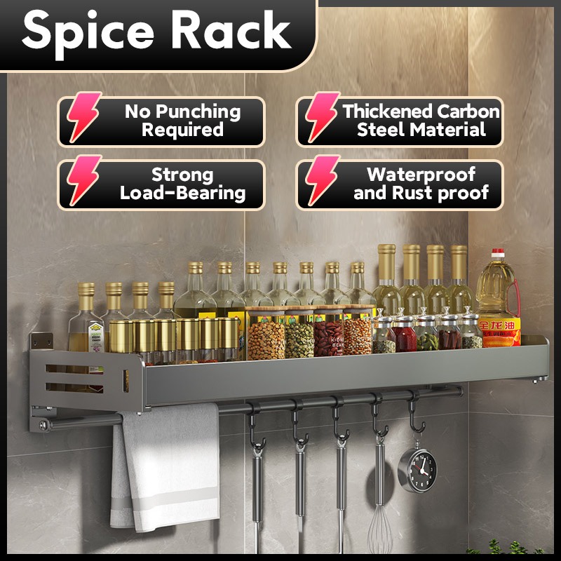 Kitchen Organizer Spice Rack Wall Mounted Condiments Rack Kitchen ...