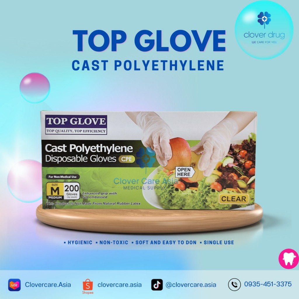 TOP GLOVE CPE Gloves Clear (200's) | Shopee Philippines