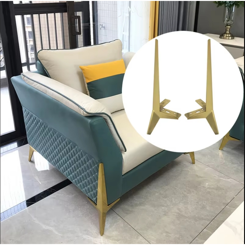 Extended Iron Oblique Triangle Sofa Legs / Gold Metal Furniture Feet ...