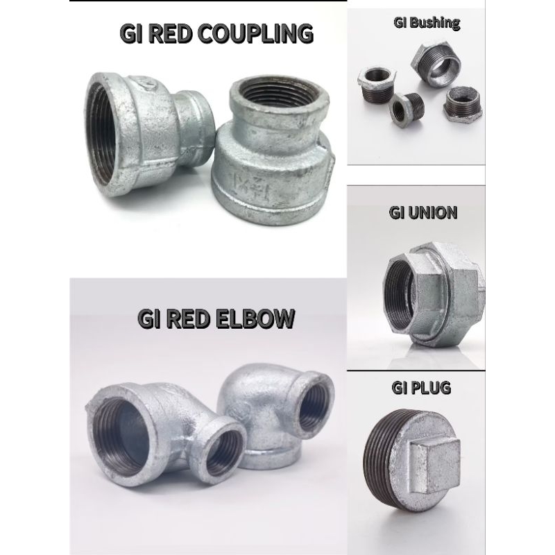 COD GI Fittings HEAVY DUTY For Plumbing Work Bushing COUPLING ELBOW TEE REDUCER 1/2×3/4 1×1/2 1× ...