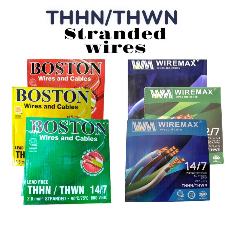 BOSTON Wire 2.0mm 3.5mm 5.5mm 8.0mm "and WIREMAX Brand"150METERS""THHN ...