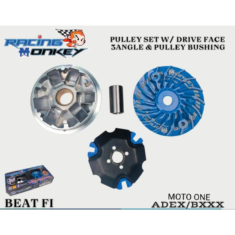 RACING MONKEY PULLEY SET WITH DRIVE FACE 3ANGLE & PULLEY BUSHING FOR ...
