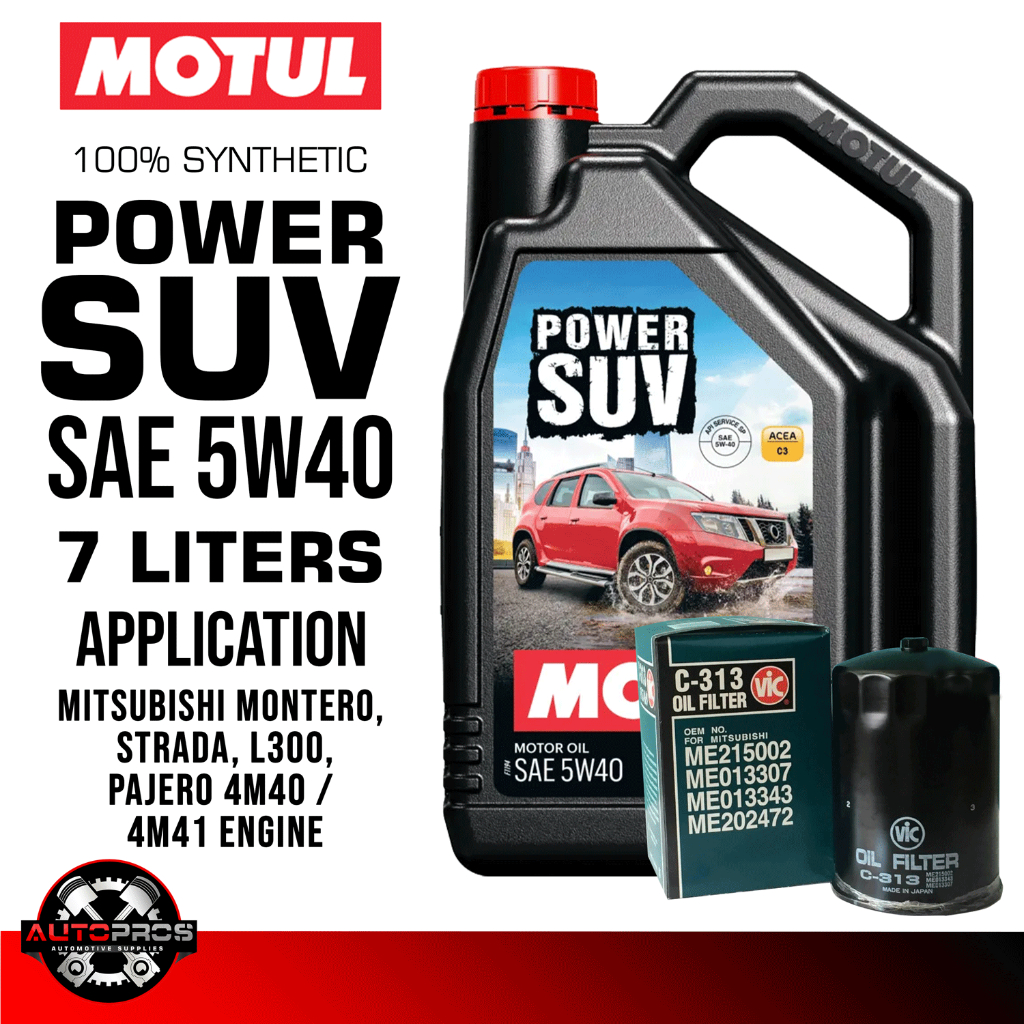 Motul POWER SUV 5W-40 7 Liters Bundle for Mitsubishi Montero, Strada ...