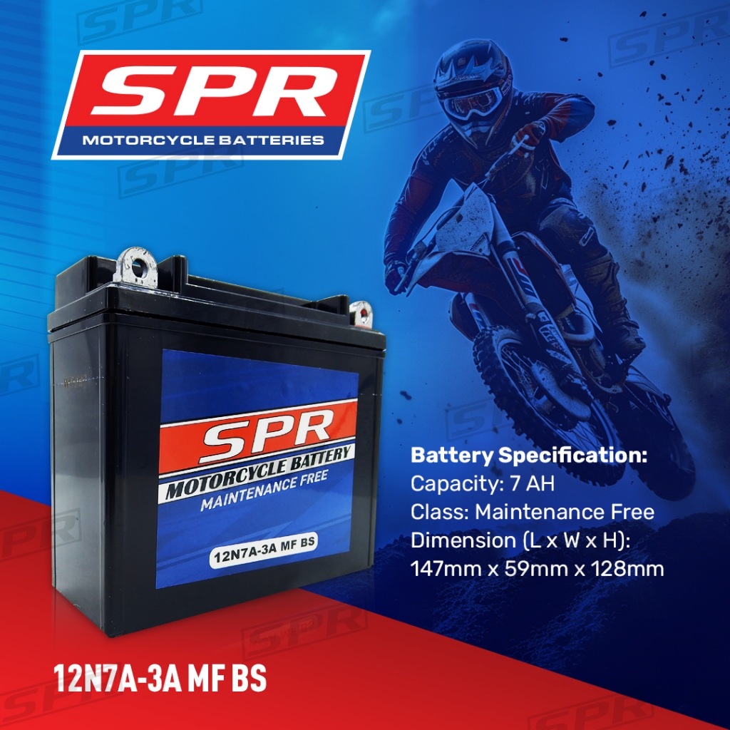 SPR Motorcycle Battery : 12N7A-3A MF BS for Honda TMX 125 and CB 125 ...
