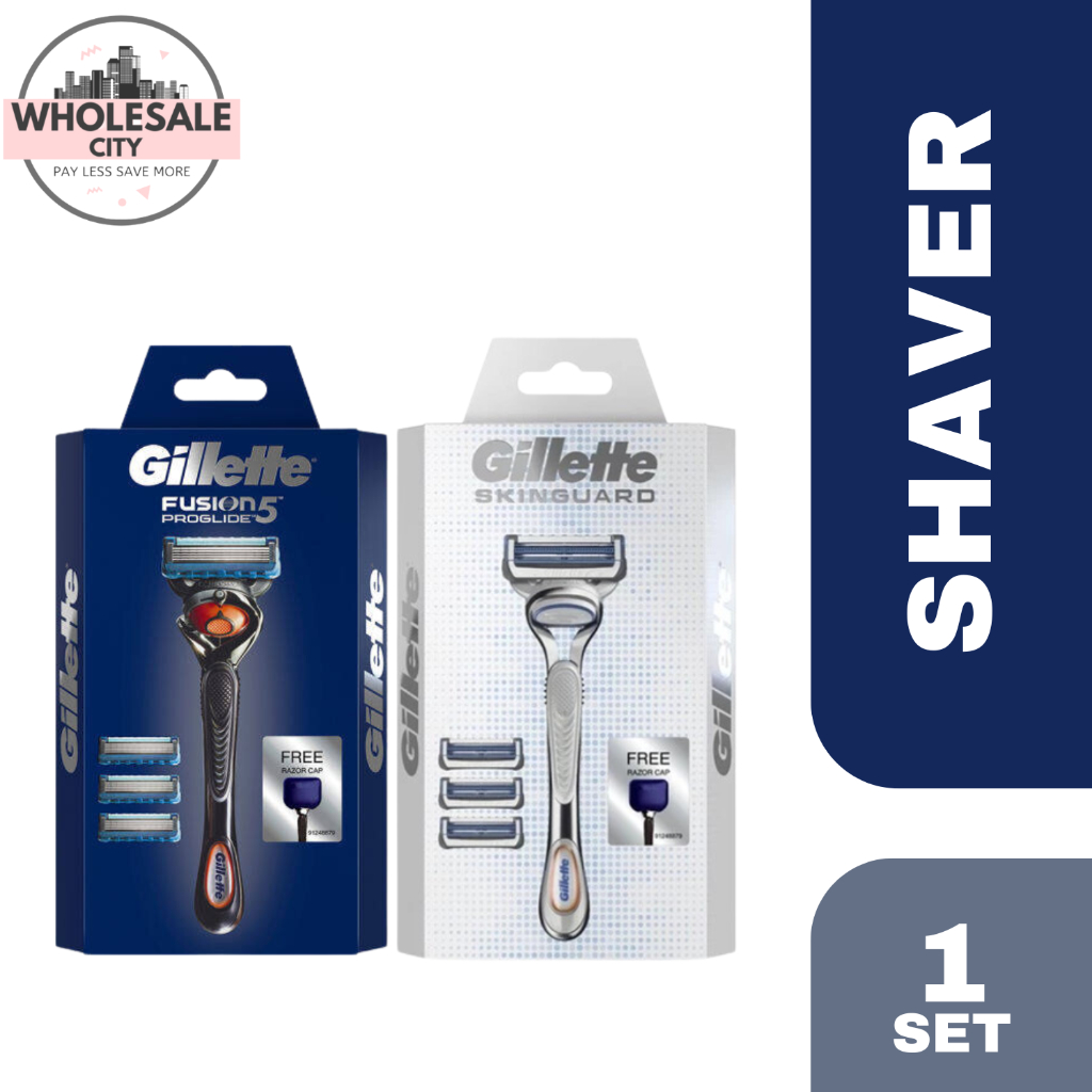 GILLETTE FUSION 5 PROGLIDE & GILLETTE SKINGUARD W/ 3 REPLACEMENT BLADES ...
