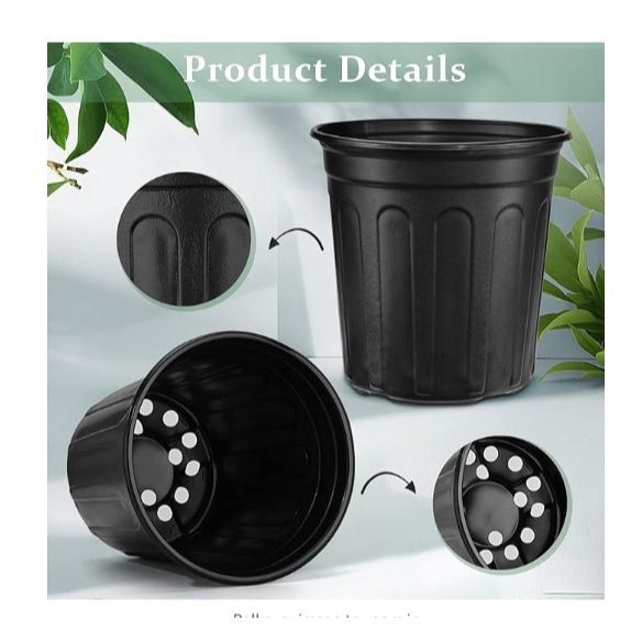 STL 12pcs 16cm/22cm/24cm/26cm/29cm Nursery Pots Plastic Plant Pots for ...