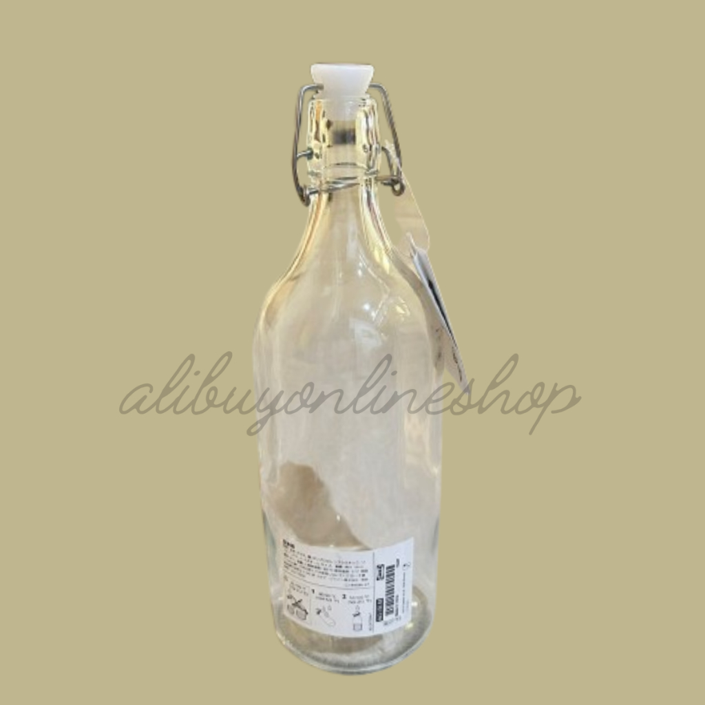 IKEA Korken Bottle with stopper, clear glass, 1L (34oz) | Shopee ...