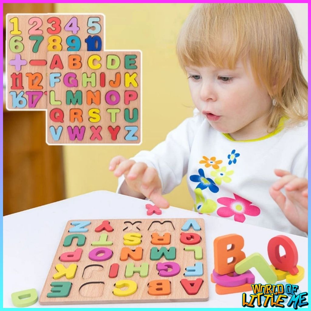 KIDS Wooden Alphabet & Number Puzzle – Fun & Educational Learning Toy ...