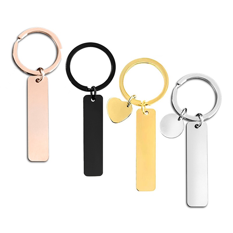 DIY Stainless Rectangular Hang Tag Keychain Logo Name Customized Gift ...