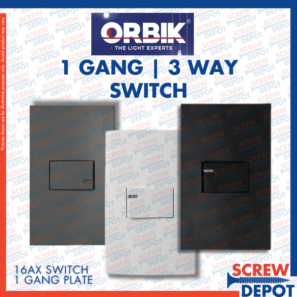 T&J Orbik 1 Gang ( 3 Way ) Switch Wide Series Screw Depot | Shopee ...