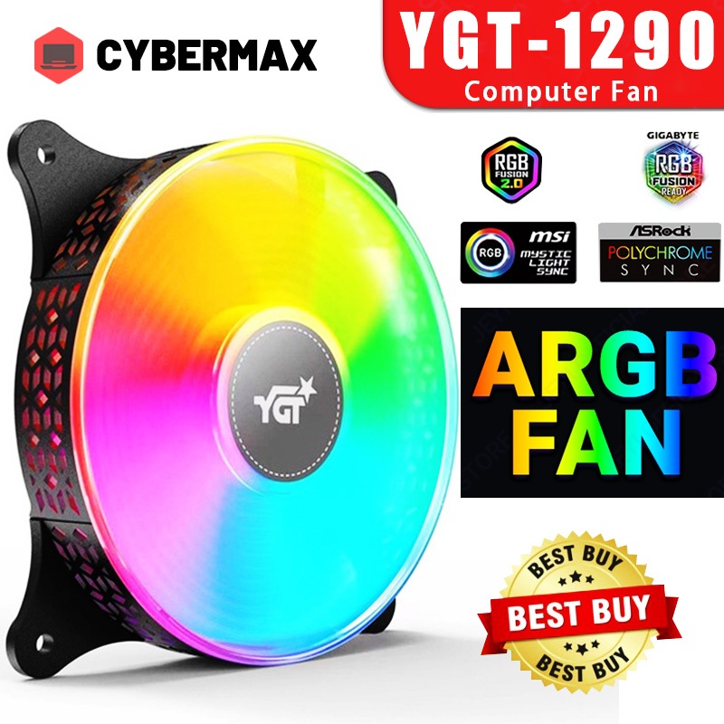YGT 1290 120mm PC RGB Fan Cpu Computer Case Fan Ultra Silent Heatsink ...