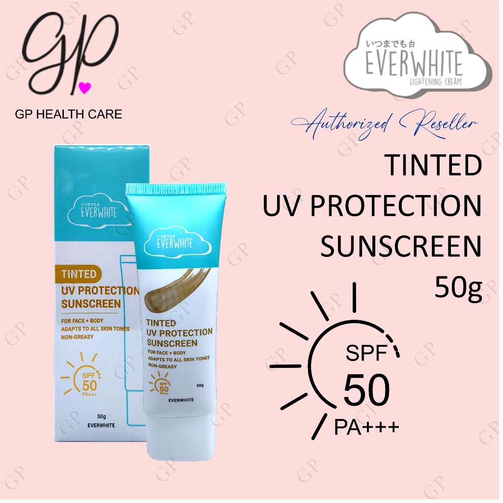 EVERWHITE Tinted UV Protection Sunscreen Sunblock SPF50PA+++ Face and ...