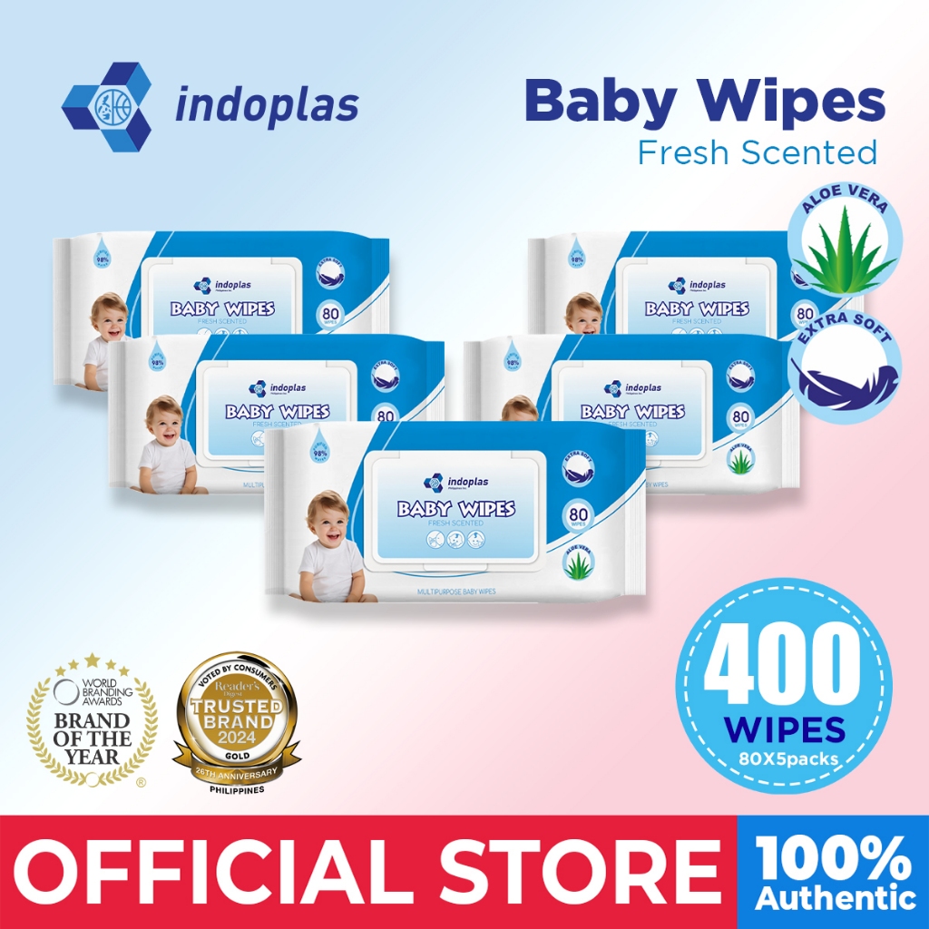 Indoplas Antibacterial Disinfectant Baby Wipes 80 Tender sheets pack of ...